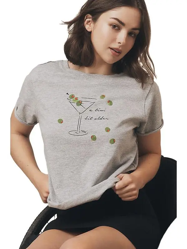 Maeve Embroidered Boxy T-shirt - Heather Grey