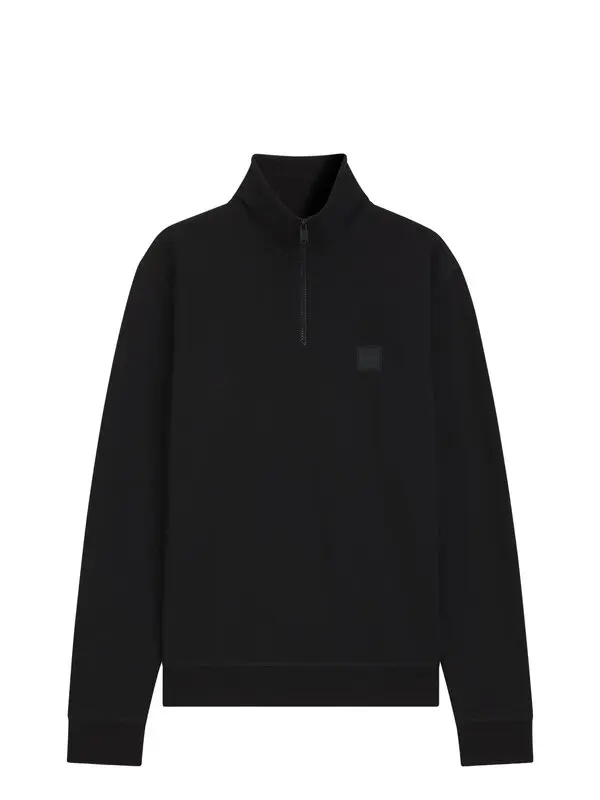BOSS Quarter-zip Sweatshirt With Logo Patch - Black