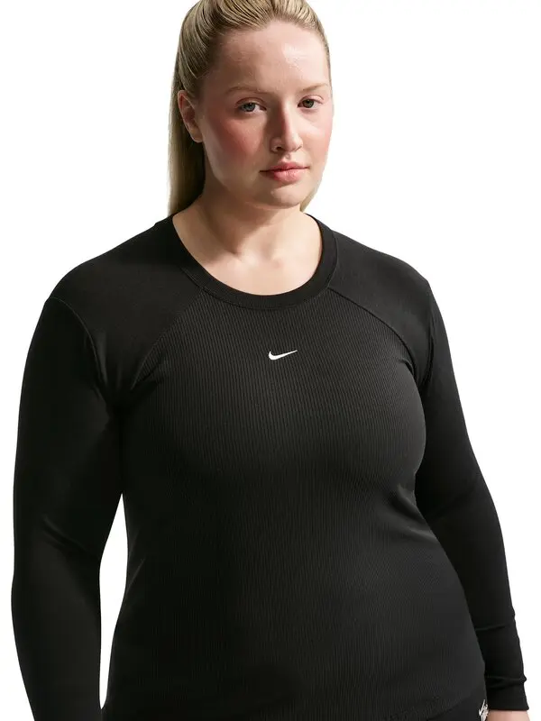 Nike Sportswear Chill Knit Tight Long-sleeve Ribbed Top - Black