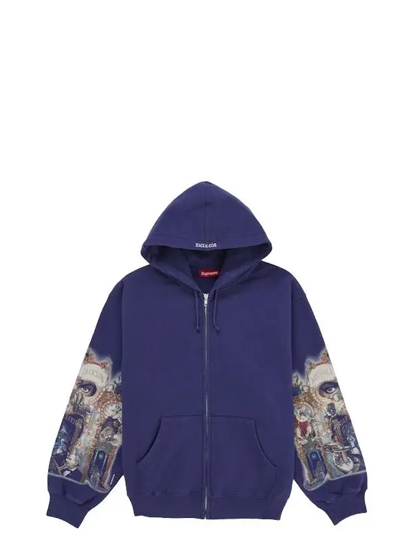 Supreme Michael Jackson Zip Up Hooded Sweatshirt - Washed Navy Blue