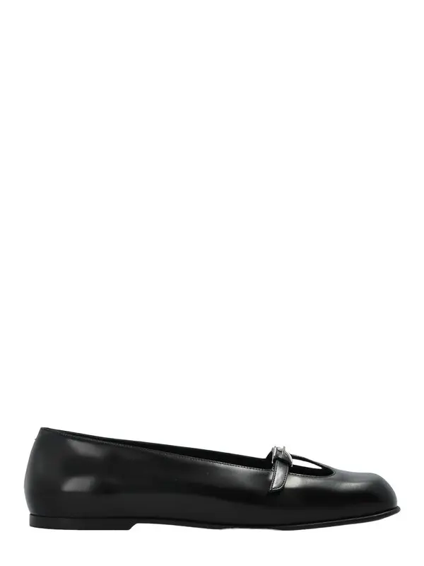NODALETO Leather Ballerina Flats - Black