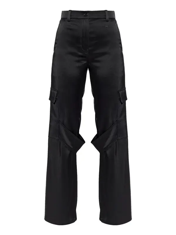 COURREGES Satin Cargo Pants - Black
