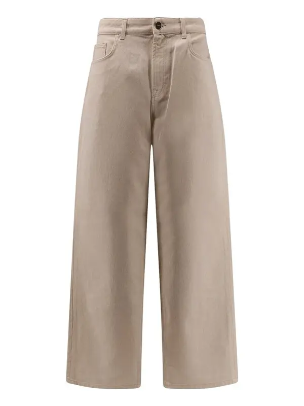 RÓHE Cotton Wide Leg Trousers - Beige