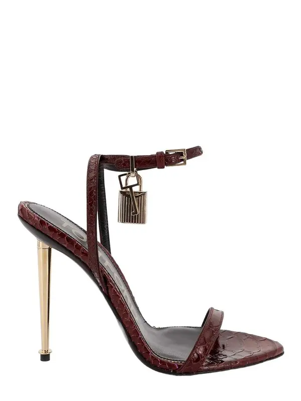 TOM FORD Laminated Leather Sandals With Padlock - Red