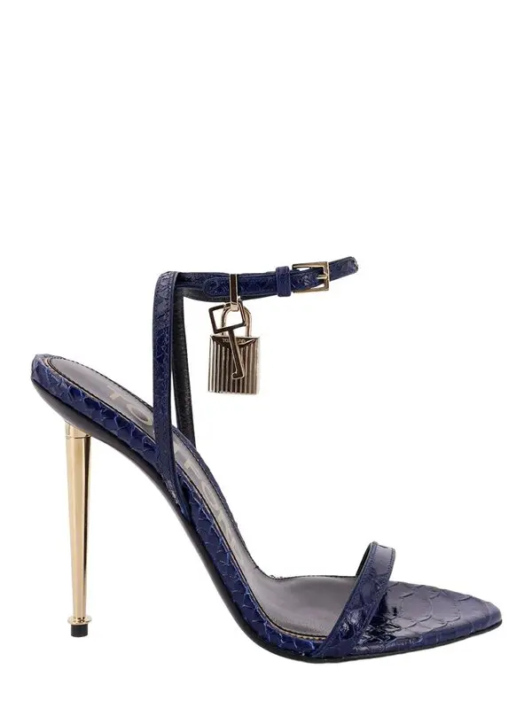 TOM FORD Laminated Leather Sandals With Padlock - Blue