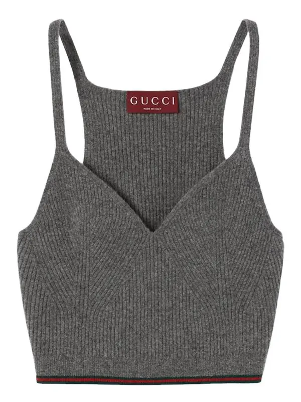 Gucci Ribbed Felted Tank Top - Grey