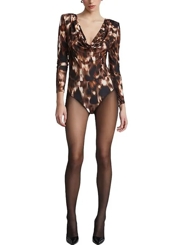 Bcbgmaxazria Printed Bodysuit - Leopard Desert Palm Print