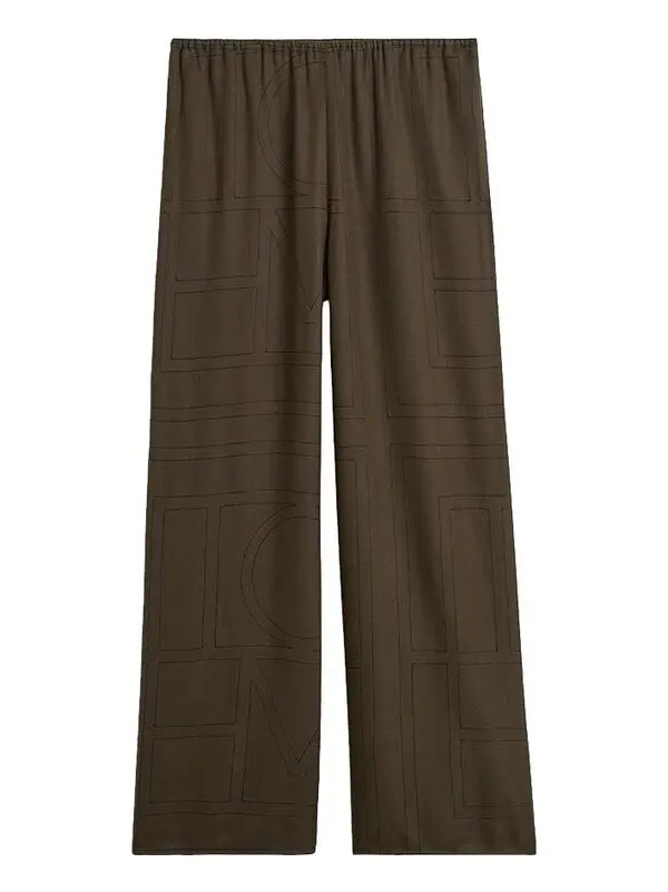 TOTEME Monogram Flannel Pajama Pants - Dark Brown
