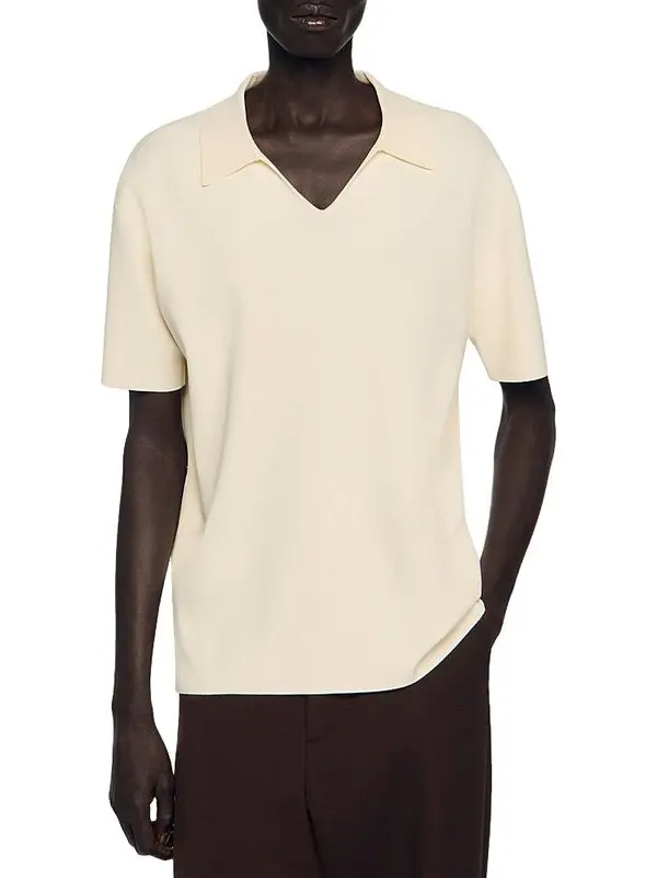 Sandro Stretch Knit Polo Shirt - Ecru