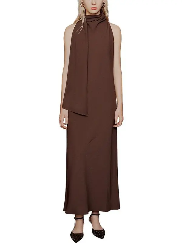 Marella Scarf Neck Maxi Dress - Brown