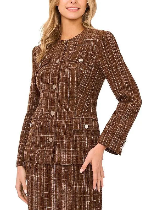 Ted Baker London Tweed Crewneck Jacket - Potting Soil