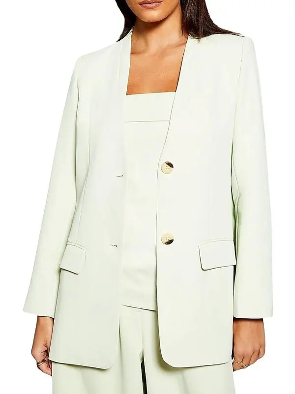 WAREHOUSE Runway Collarless Boxy Blazer - Mint