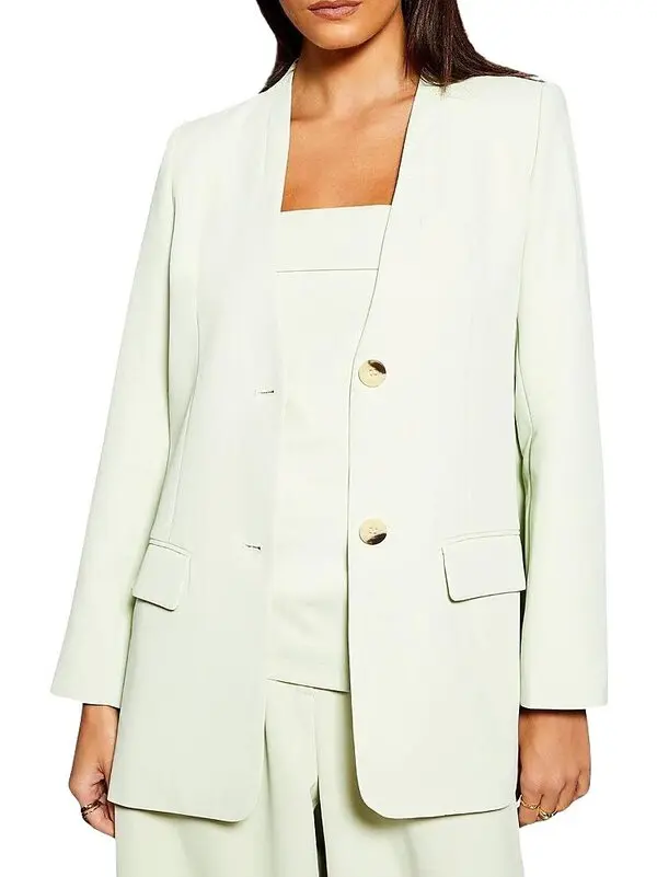 WAREHOUSE Runway Collarless Boxy Blazer - Mint