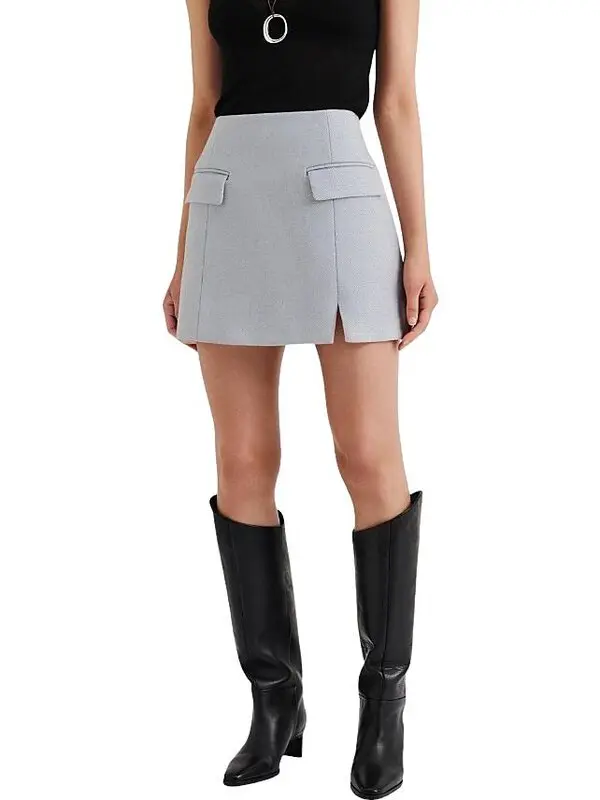 MALINA Sandra Tailored Mini Skirt - Blue Fishbone