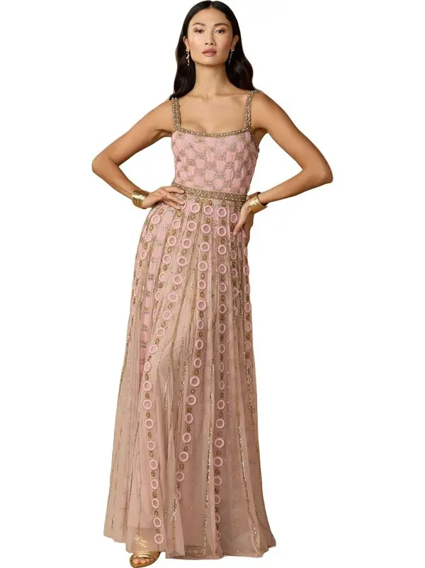 Mac Duggal Sleeveless Embellished A-line Gown - Pink