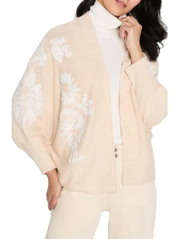 NIC+ZOE Embroidered Shawl Cardigan - Neutral Multi
