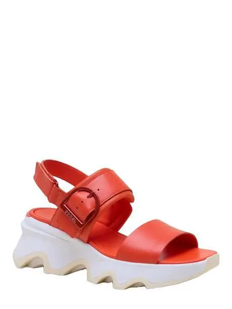 Sorel Kinetic Impact Wedge Slide Sandal - Crimson Fire/honey White
