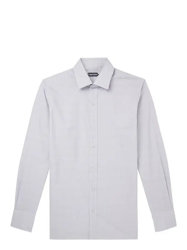 TOM FORD Prince Of Wales Checked Cotton-poplin Shirt - Gray