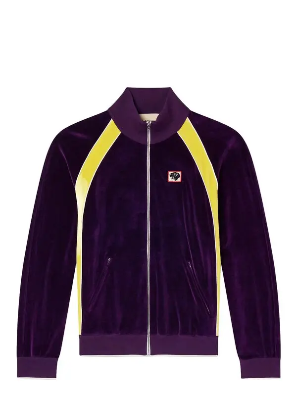 Valentino Garavani Appliquéd Cotton-blend Velvet Track Jacket - Purple
