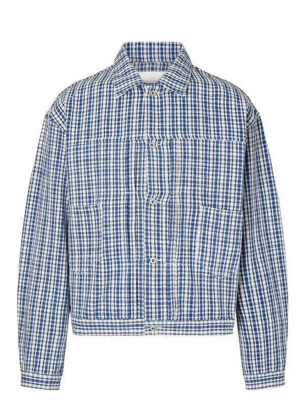STORY MFG. Sundae Checked Cotton Jacket - Blue