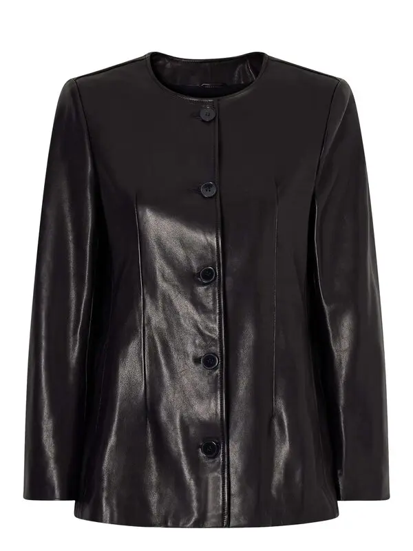 Nour Hammour Maud Paneled Leather Jacket - Black