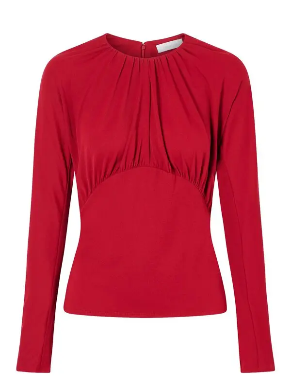 Rabanne Ruched Chiffon Blouse - Red