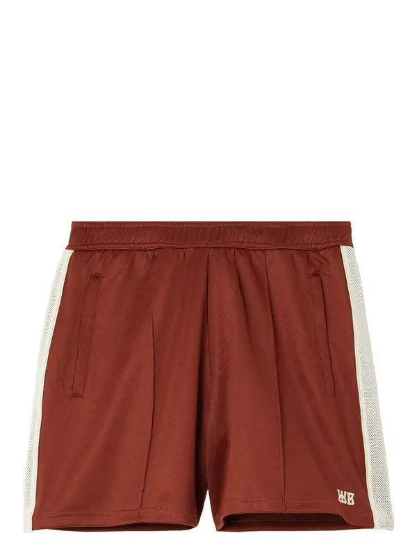 WALES BONNER Motion Embroidered Jersey Shorts - Brown
