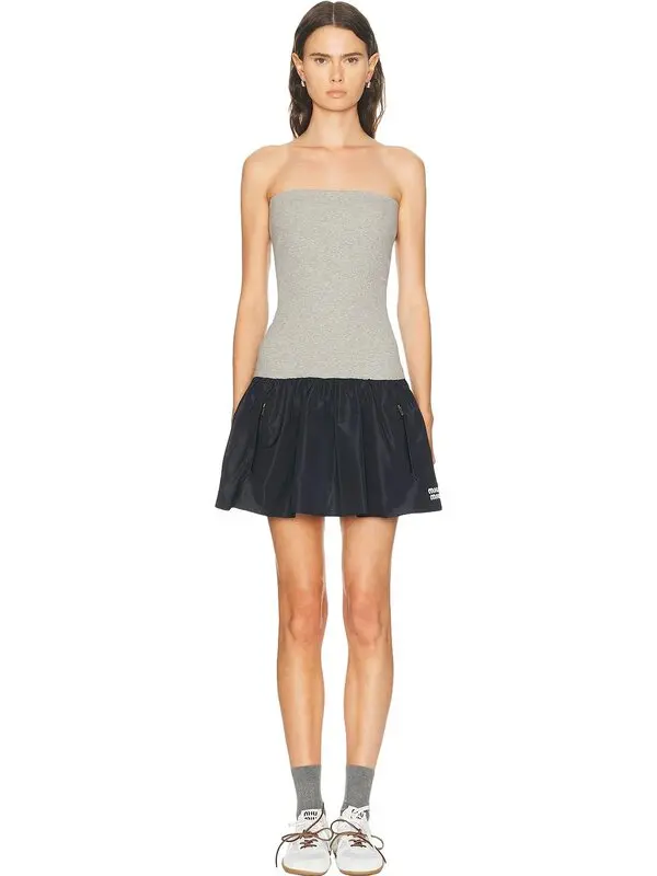 Miu Miu Strapless Mini Dress - Blu & Grigio