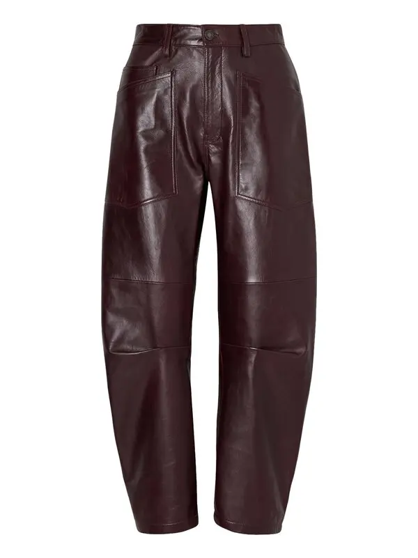 NILI LOTAN Shon Barrel-leg Leather Pants - Burgundy