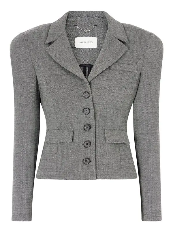 Magda Butrym Cropped Stretch-wool Blazer - Gray