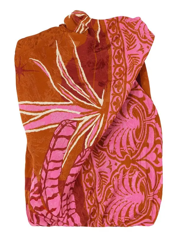 Johanna Ortiz Natural Harbor Cropped Draped Jacquard Top - Orange