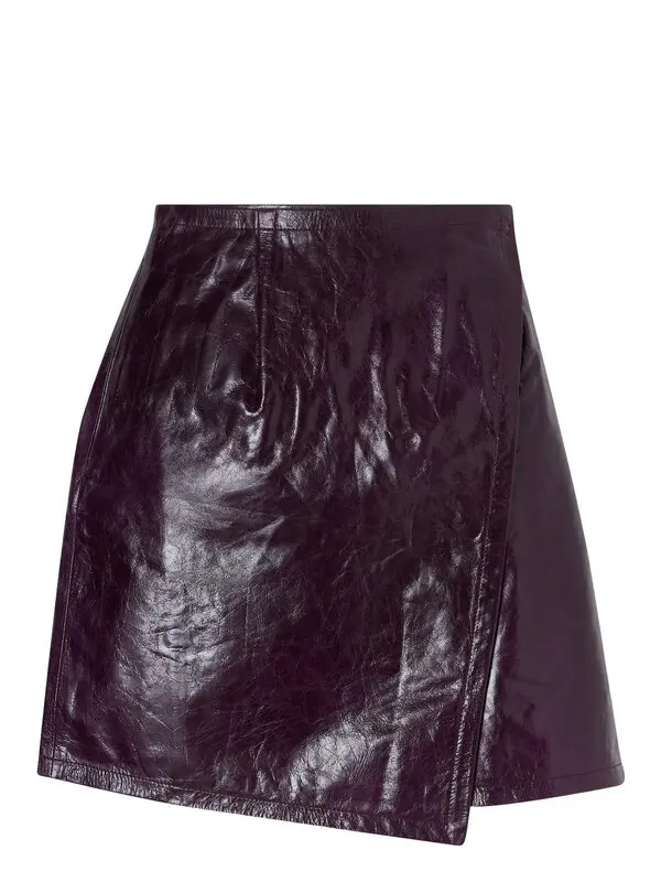 Co Leather Mini Wrap Skirt - Burgundy