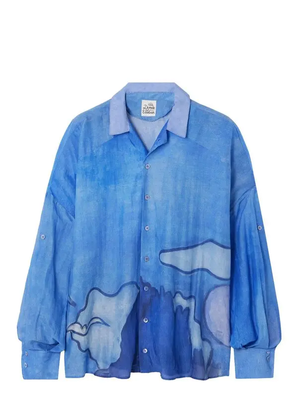 DONDE ESTEBAN Es Vedra Printed Silk Shirt - Blue