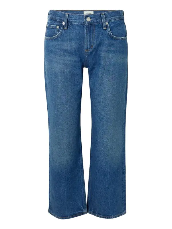 Citizens Of Humanity Faye Cropped Mid-rise Straight-leg Jeans - Mid Denim