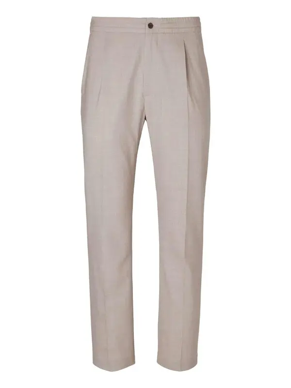 Dunhill Tapered Super 130s Wool Trousers - Stone