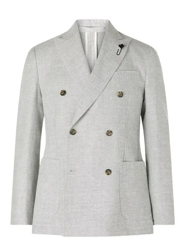 LARDINI Roma Embellished Double-breasted Blazer - Green