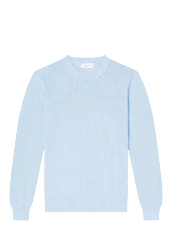 LARDINI Cotton Crewneck Sweater - Blue
