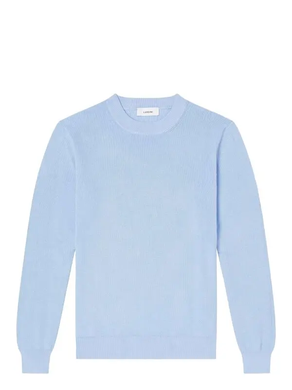 LARDINI Cotton Crewneck Sweater - Light Blue
