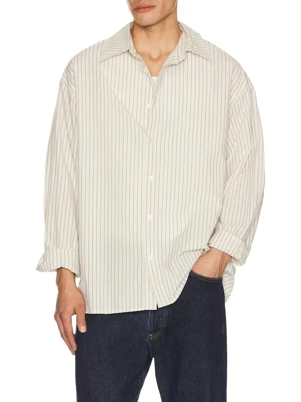 AGOLDE Aurel Shirt In Grey - Gibbs Stripe