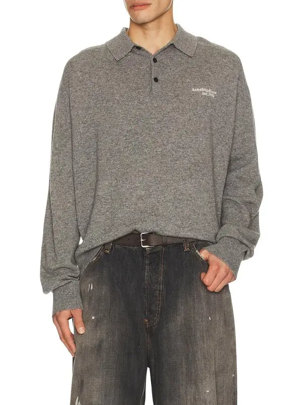 Acne Studios Kluxey Light Richard Yak Polo In Grey - Dark Grey