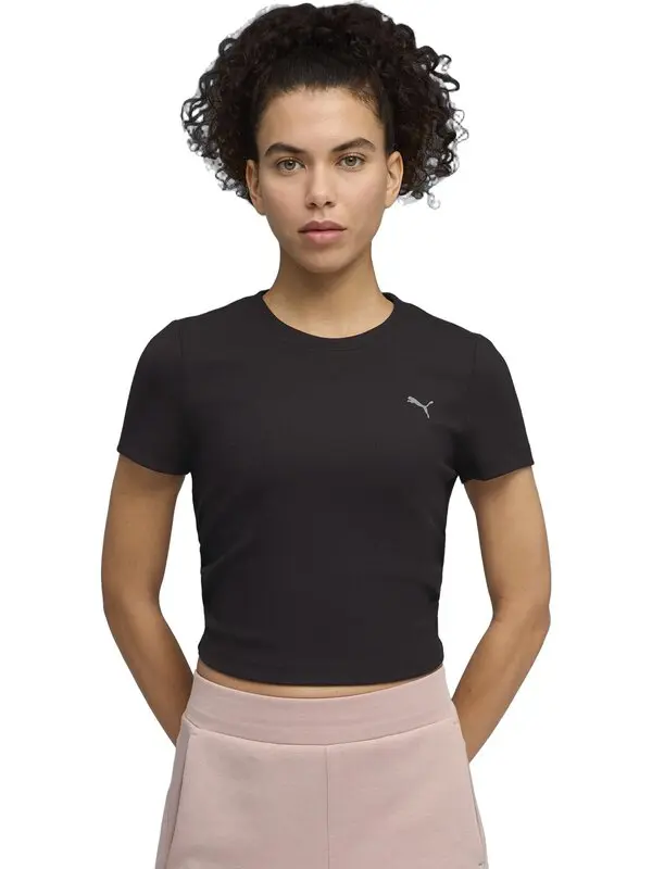 PUMA Cloudspun Ultra Soft Ribbed Crop T-shirt - Black