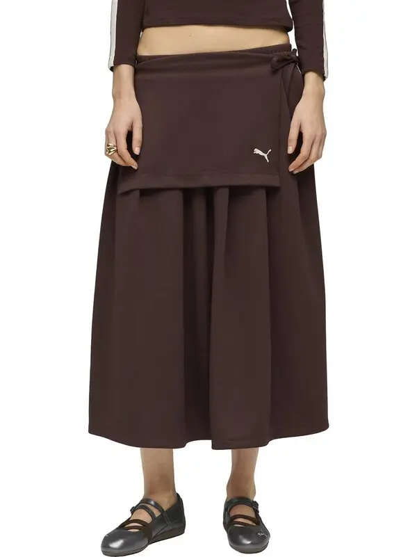 PUMA T7 Midi Pleated Skirt - Brown