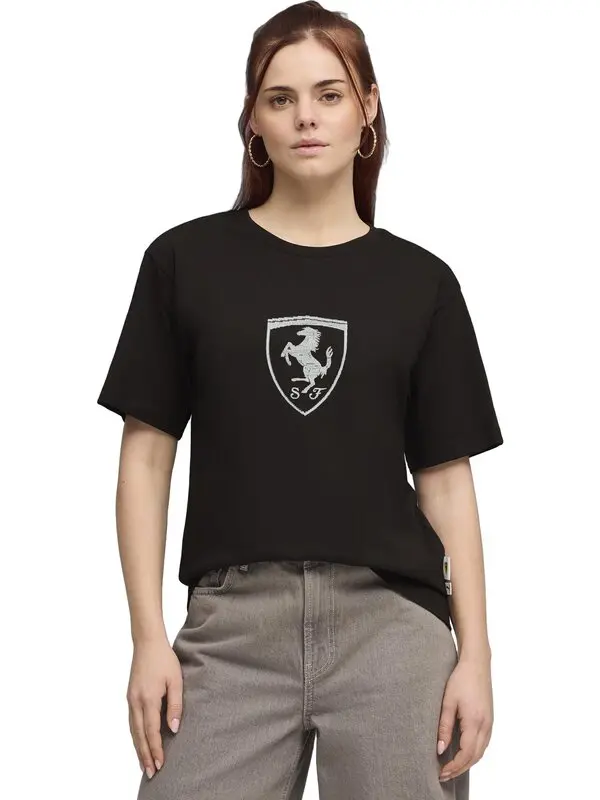 PUMA Scuderia Ferrari Tonal Shield T-shirt - Black