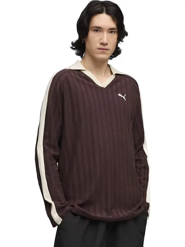PUMA T7 Relaxed Long-sleeve Polo - Brown