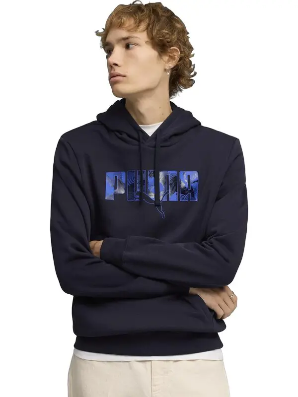 PUMA Essentials Logo Lab Fleece Hoodie - Blue