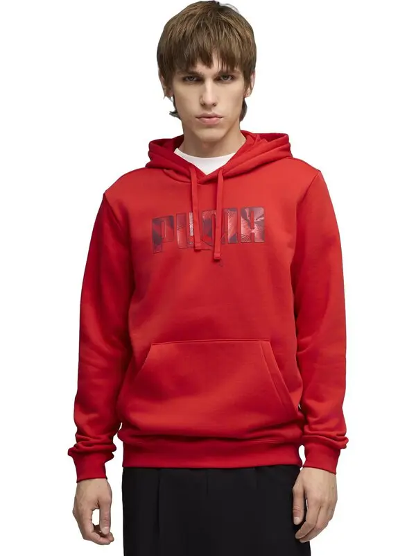 PUMA Essentials Logo Lab Fleece Hoodie - Red