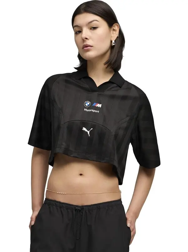 PUMA Bmw Motorsport Cropped Polo Shirt - Black