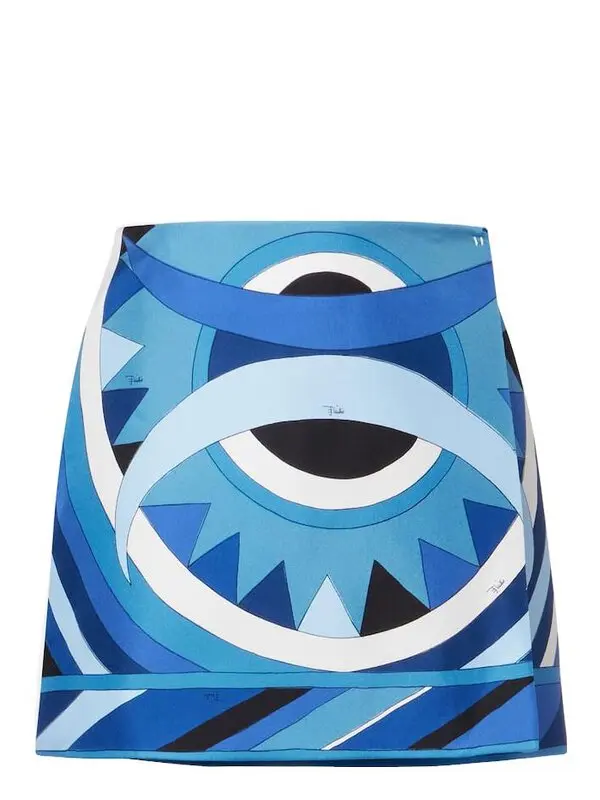 Emilio Pucci Printed Silk Miniskirt - Blue