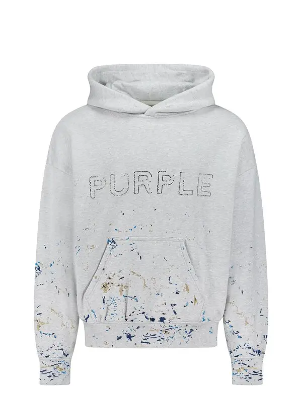 PURPLE BRAND Paint Splatter Logo Hoodie - Grey