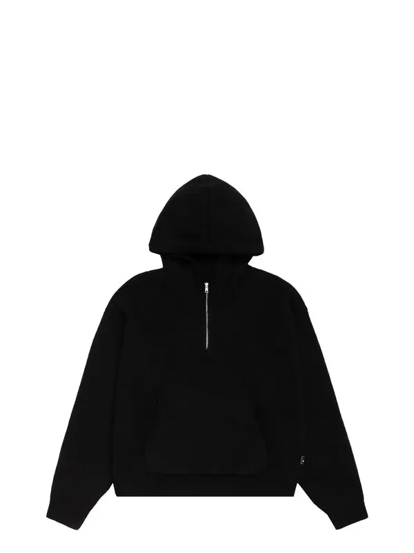 StÜssy Quarter Zip Knit Hoodie - Black